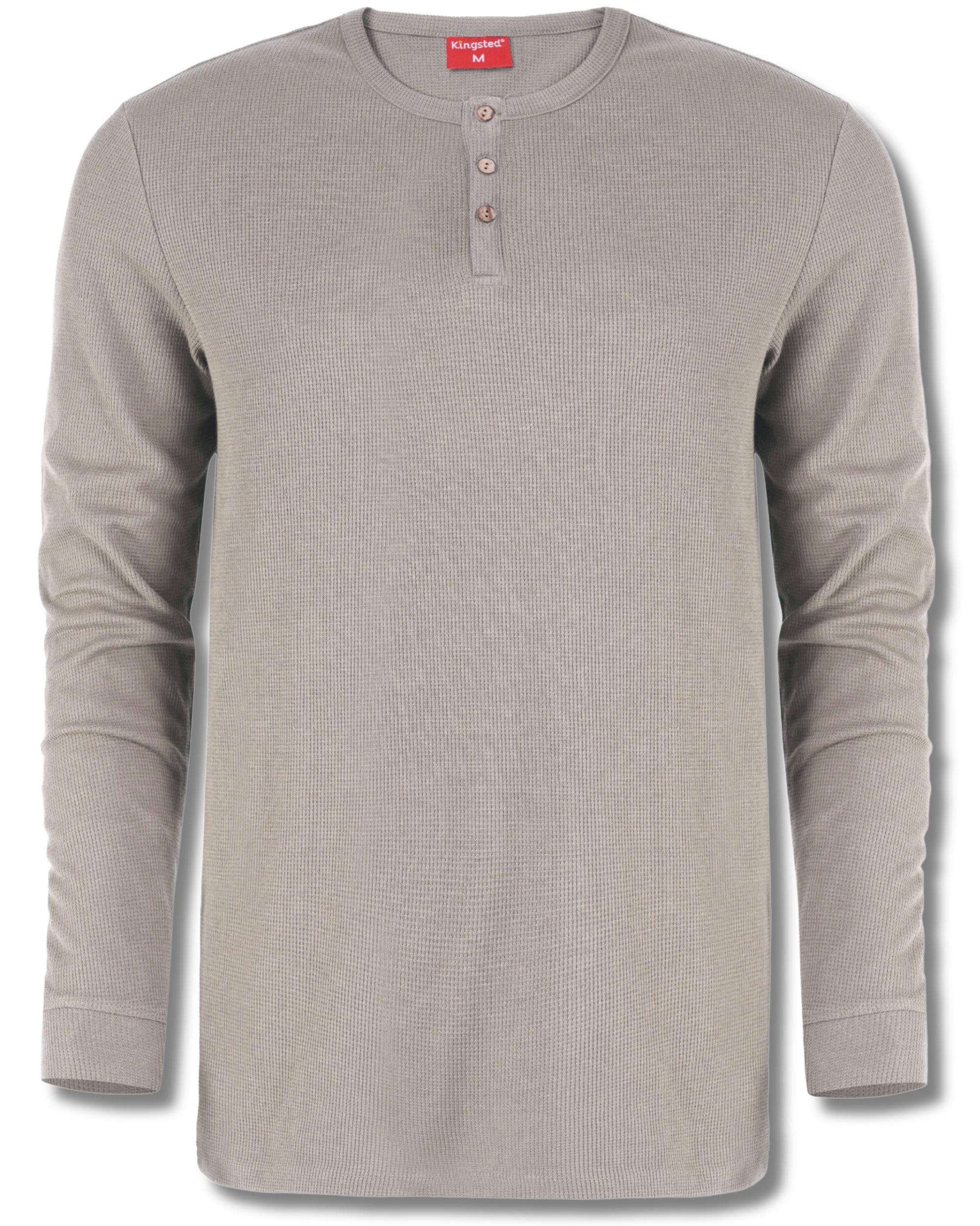 Long Sleeve Waffle Knit Henley (Grey) – Kingsted